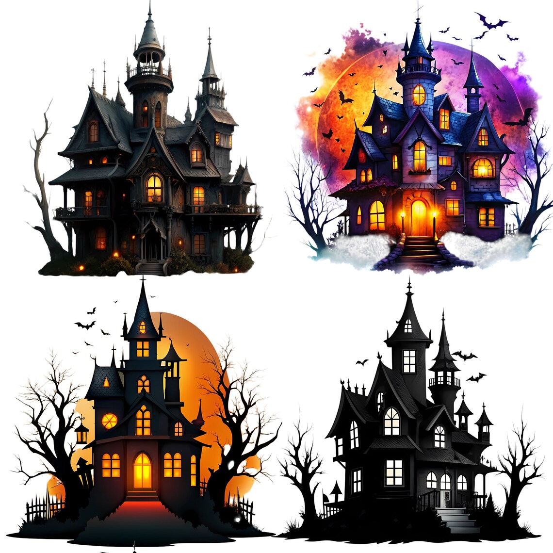 19 Halloween Haunted Houses Clipart | Spooky Haunted House PNG ...