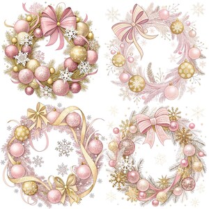 16 Pink Glittery Sparkling Christmas Wreath Clipart Bundle — Digital ...