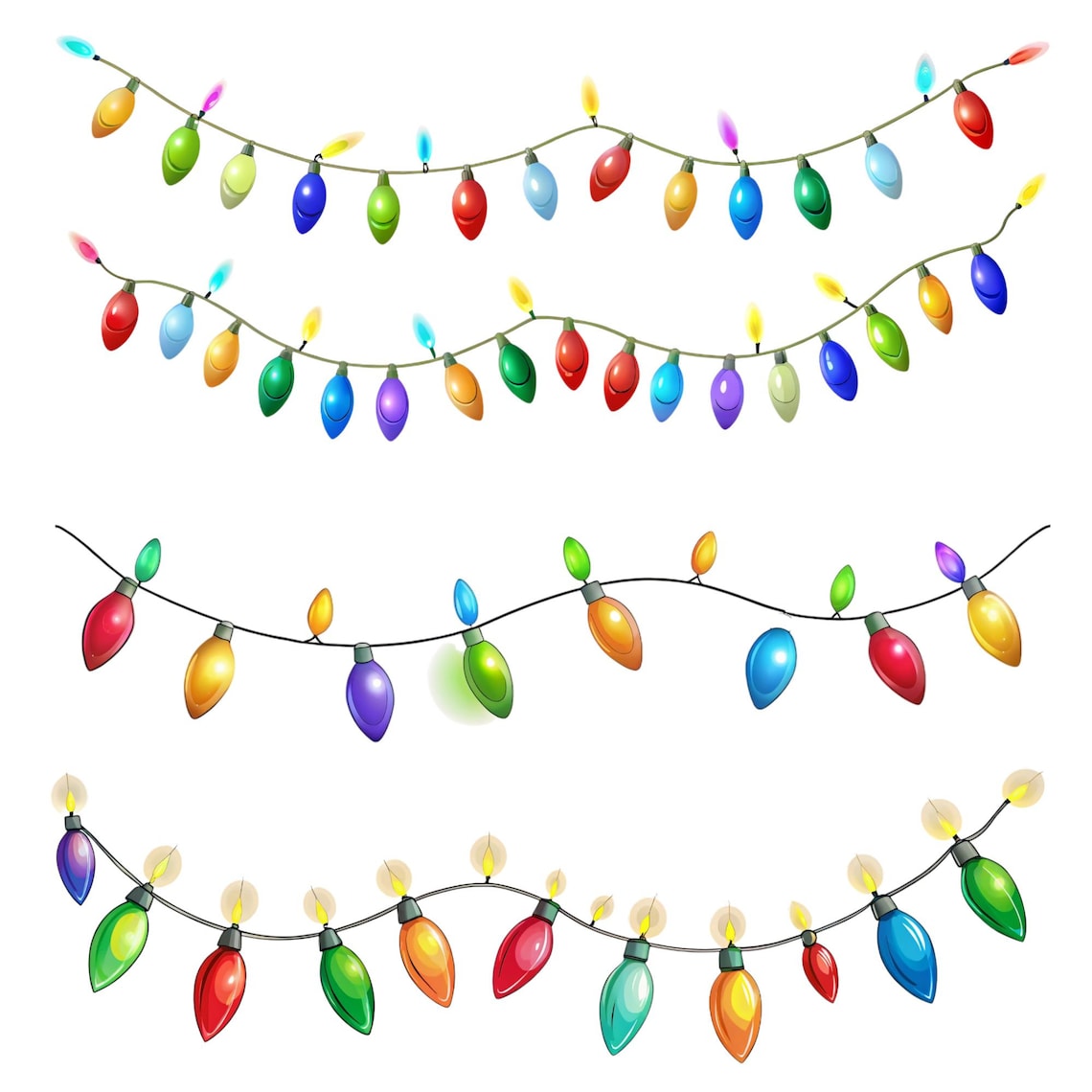 Christmas Lights Clipart Bundle: Festive Holiday PNG Images (digital ...