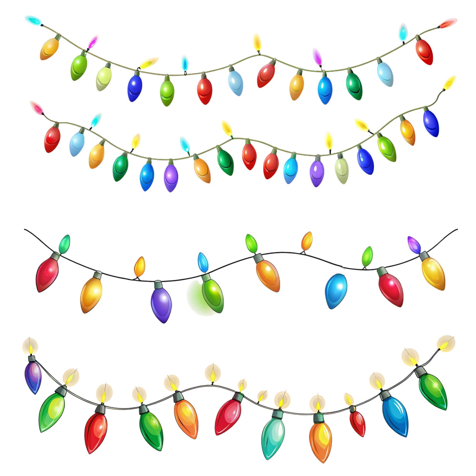 Christmas Lights Clipart Bundle: Festive Holiday PNG Images (digital ...