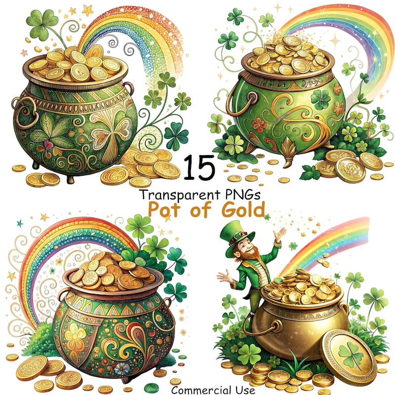 Gold Pot With Coins - Etsy