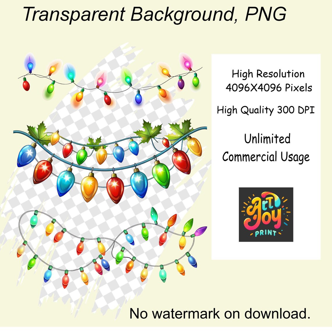 Christmas Lights Clipart Bundle: Festive Holiday PNG Images (digital ...