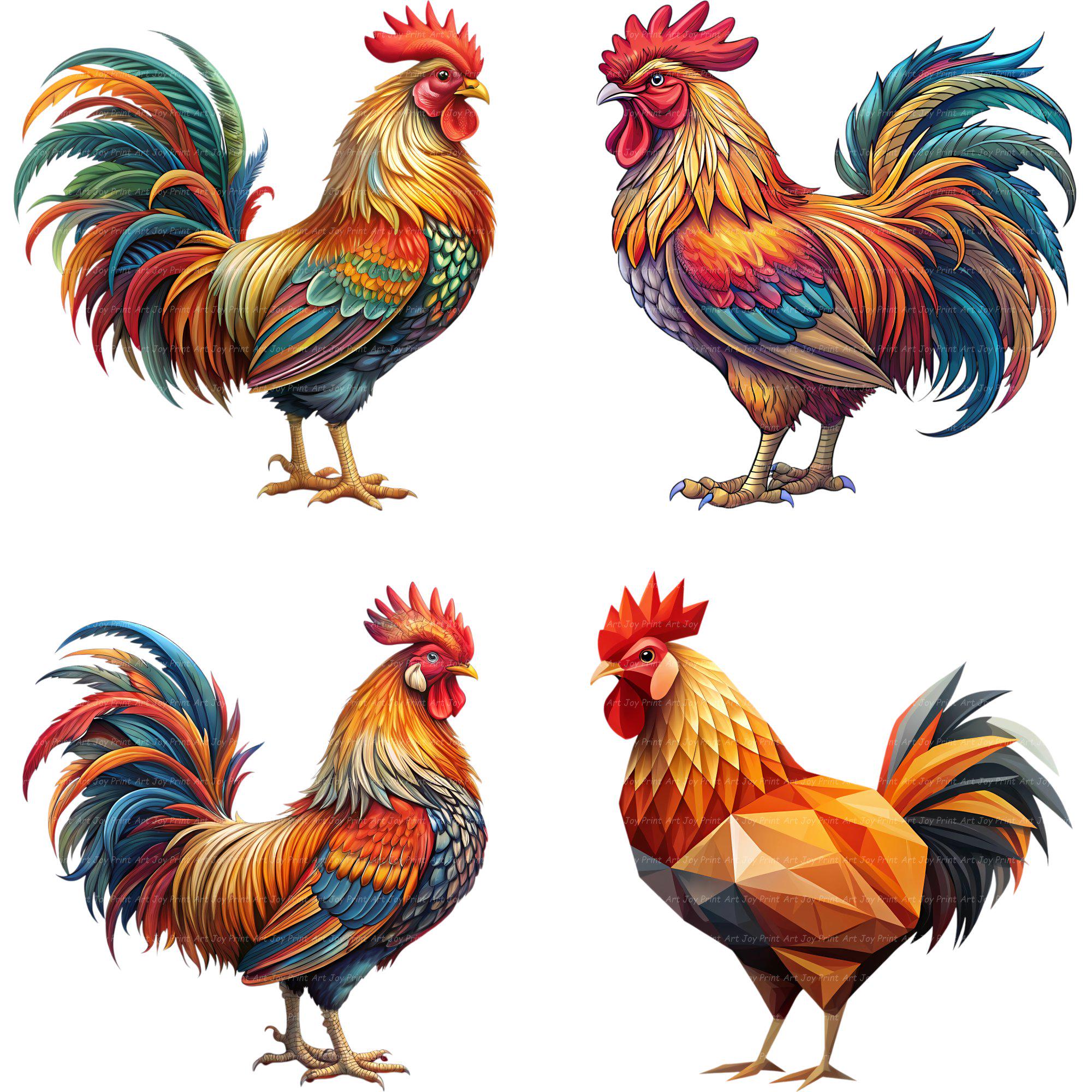20, Rooster Clipart Bundle, 20 Pngs Farm Animal Clip Art for Printable ...