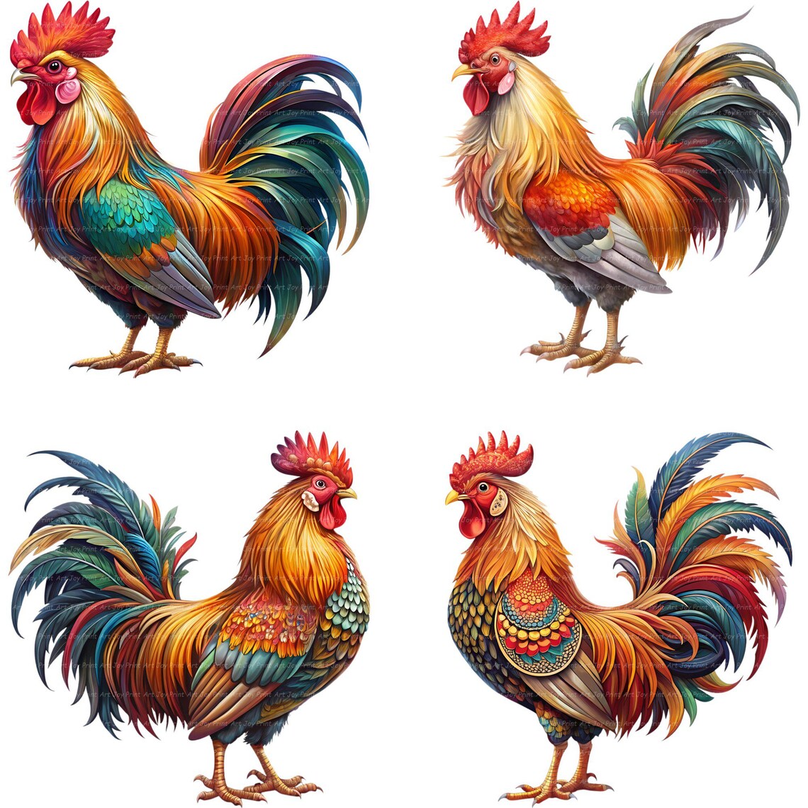 20, Rooster Clipart Bundle, 20 Pngs Farm Animal Clip Art for Printable ...