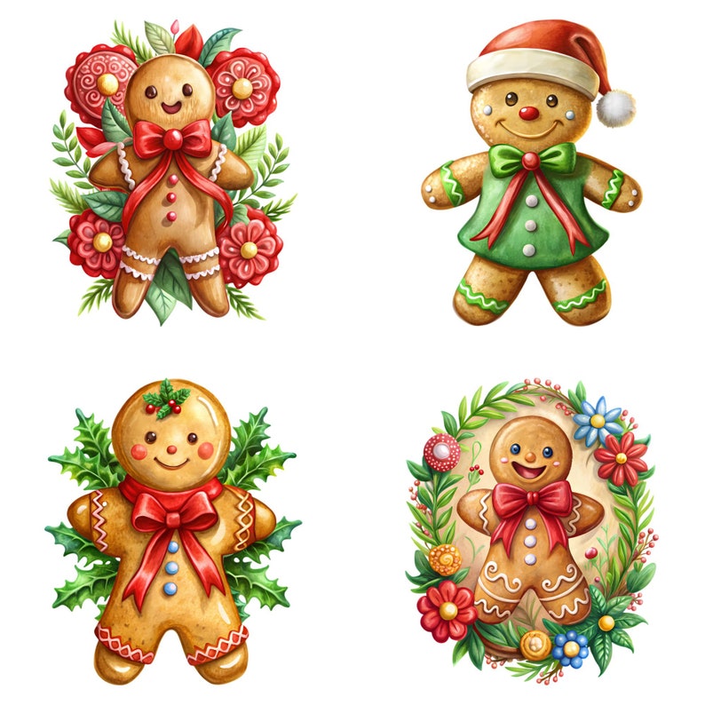 20 Christmas Gingerbread Man Clipart – Cute Cookie Art for DIY Crafts ...