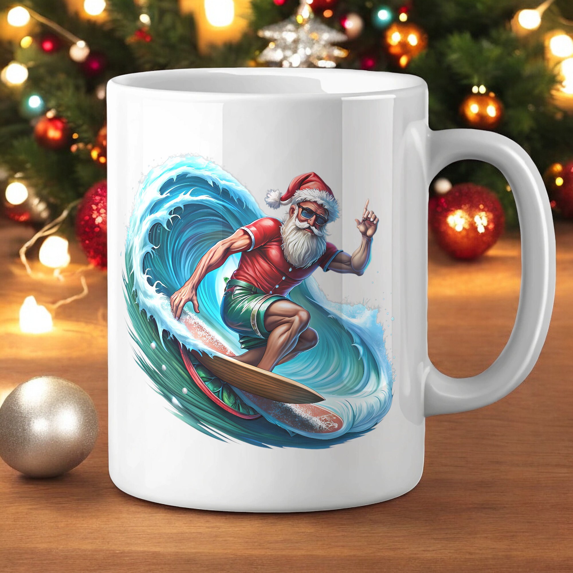 8 High Surfing Santa Clipart – Cool Santa Riding the Waves Pngs for ...