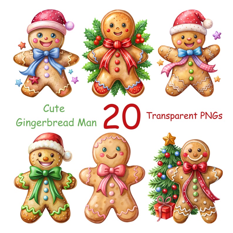 20 Christmas Gingerbread Man Clipart – Cute Cookie Art for DIY Crafts ...