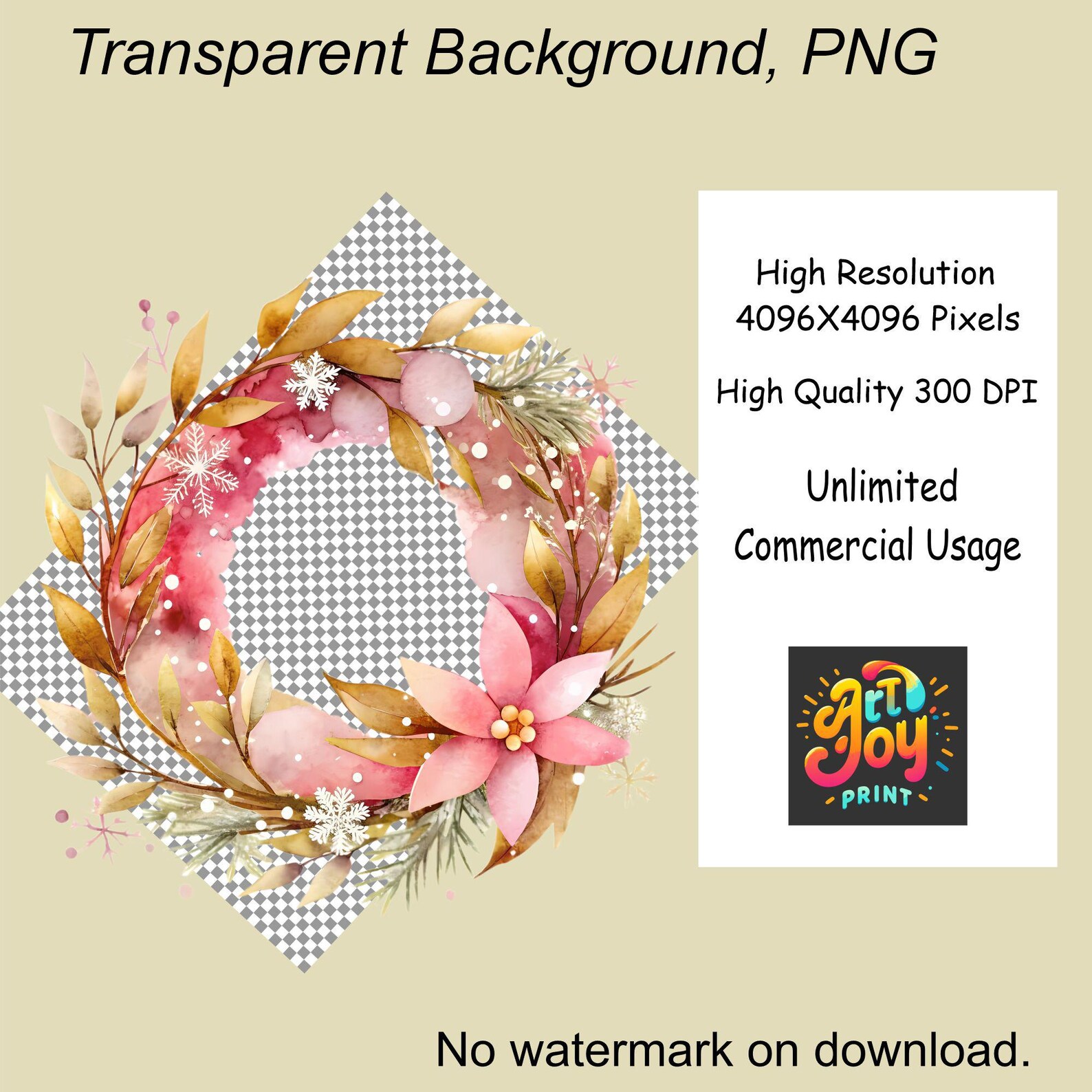 10 Pink Christmas Wreath Clipart | Watercolor Holiday Wreaths | Pastel ...