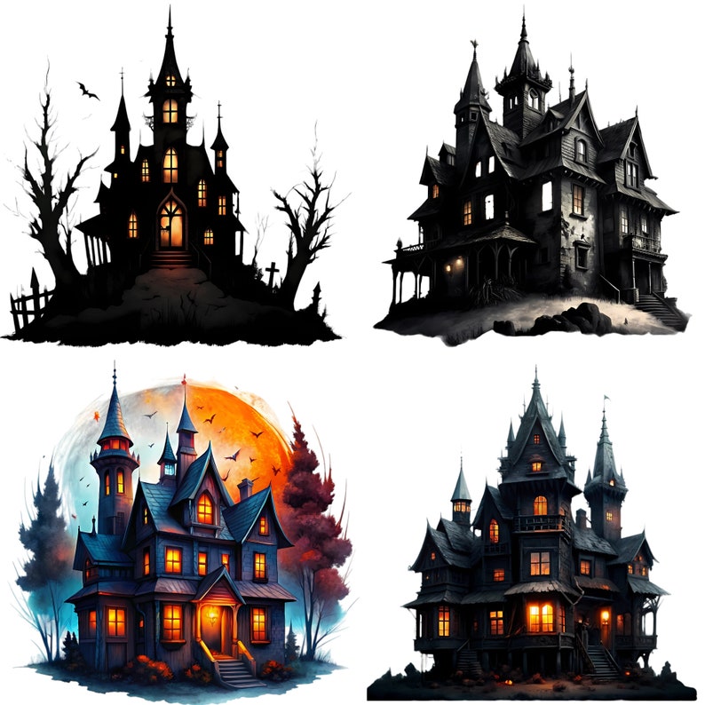 19 Halloween Haunted Houses Clipart | Spooky Haunted House PNG ...