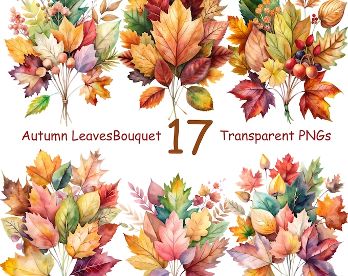 Fall Leaves Clipart | Fall Leaves Clipart Set |fall Leaf PNG Bundle ...