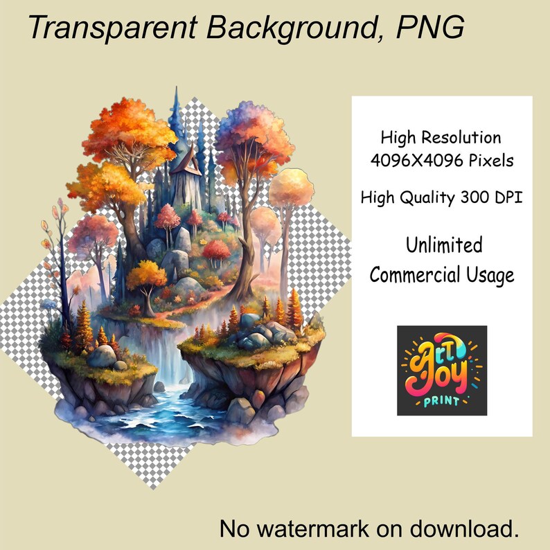 12 Fall Magical Forest Clipart, Watercolor Autumn Forest, Fall Trees ...