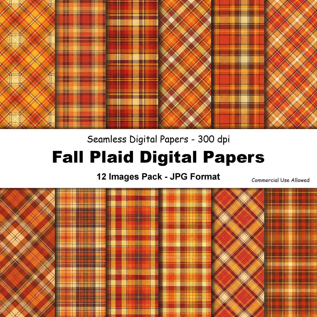 Fall Plaid Digital Paper: Tartan Patterns for Crafts (JPG, Commercial ...