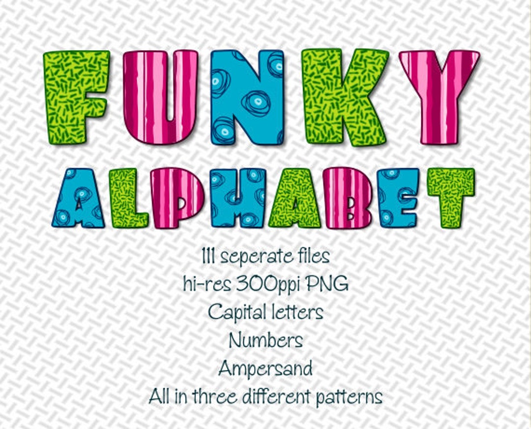 Funky Digital Alphabet Letters Clipart Download - Etsy