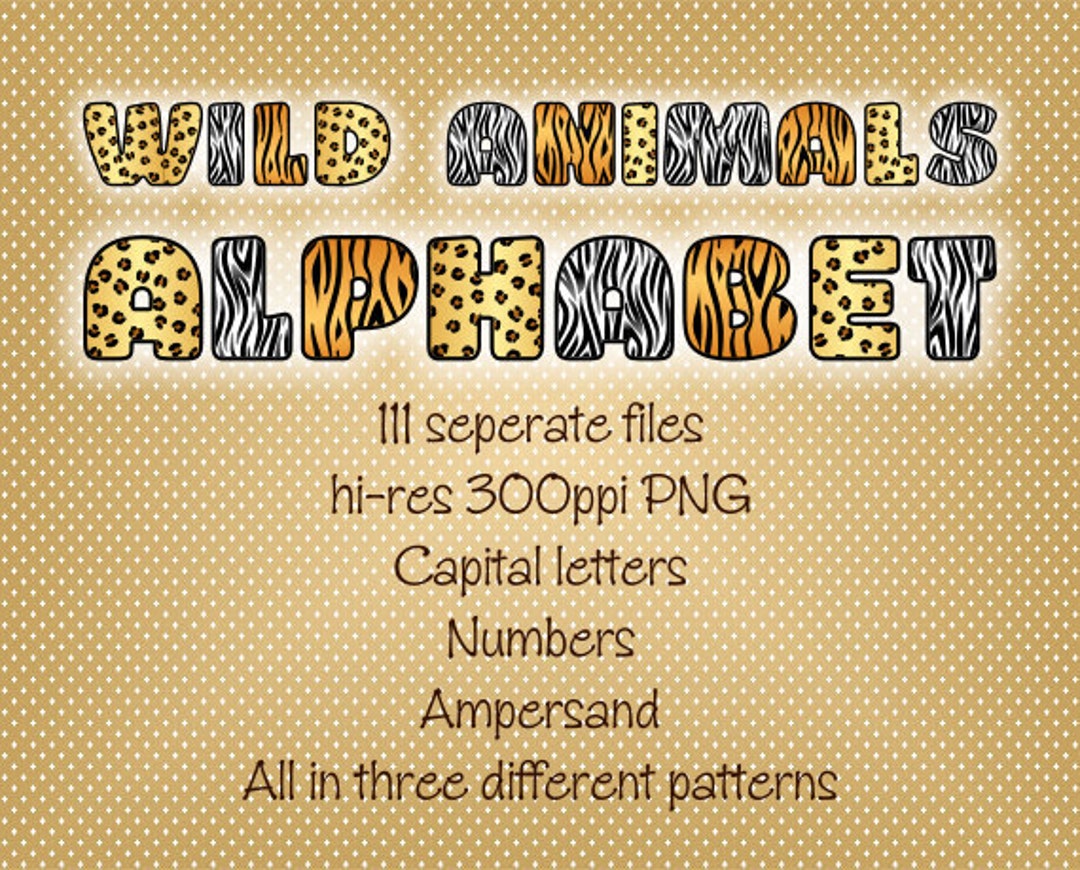 Wild Animal Digital Alphabet Letters Clipart Download - Etsy