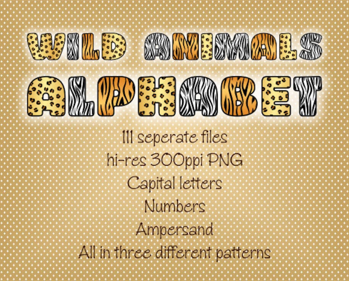 Wild Animal Digital Alphabet Letters Clipart Download - Etsy