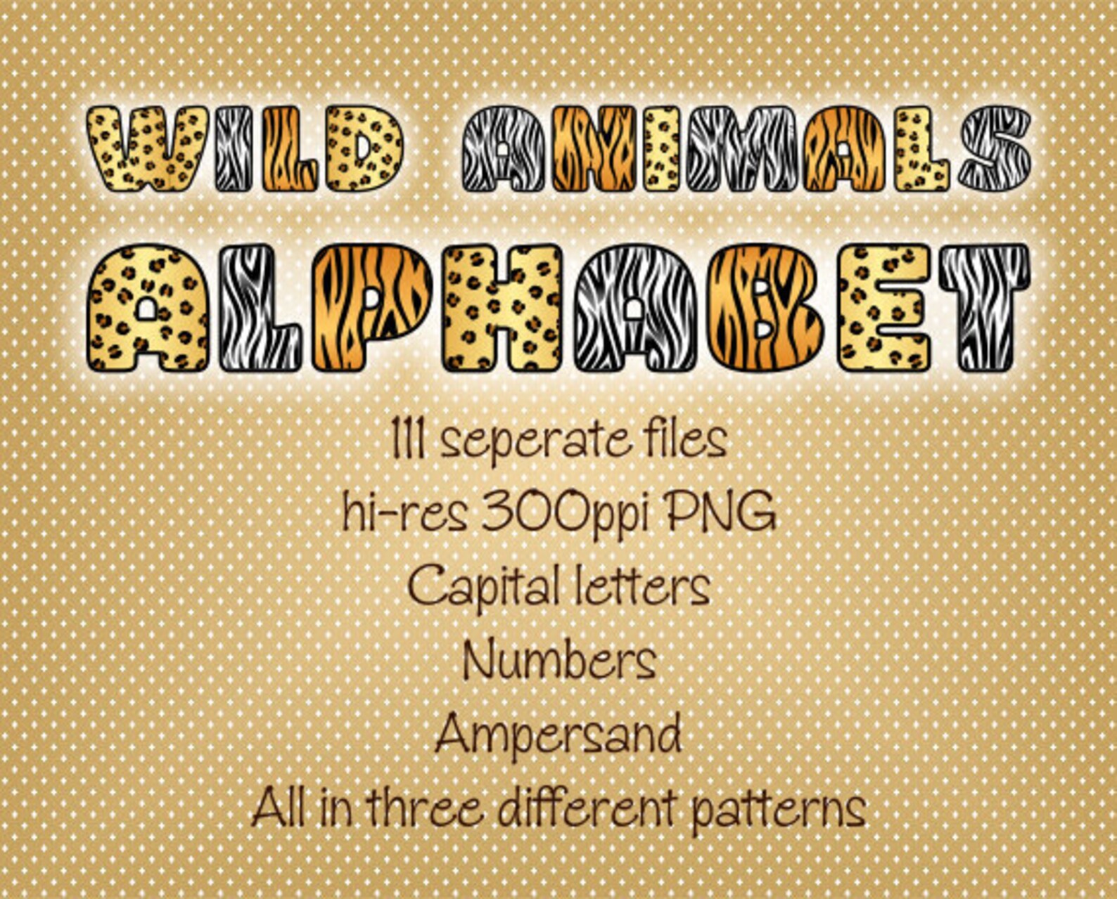 Wild Animal Digital Alphabet Letters Clipart Download - Etsy