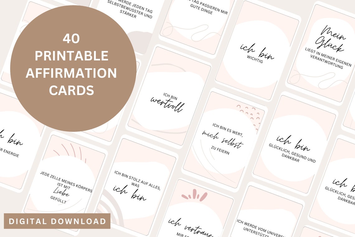 Affirmation Cards Printable for Mindfulness | 40 Positive Affirmations ...