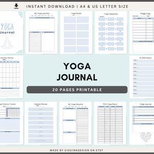 Yoga Journal Printable | Digital Fitness Planner Pages | Yoga Routine ...