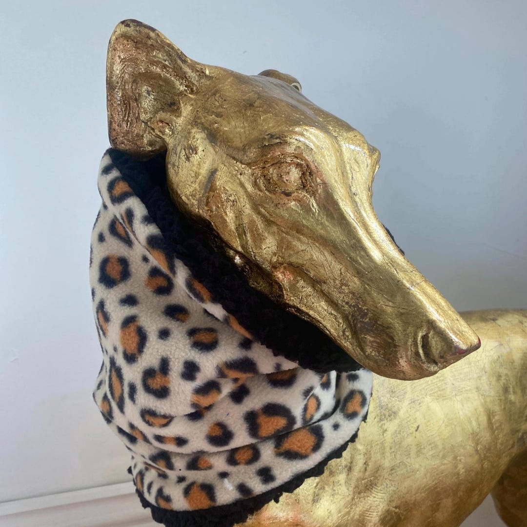 Leopard Print Sighthound Snood, Animal Print Greyhound Fleece Snood ...