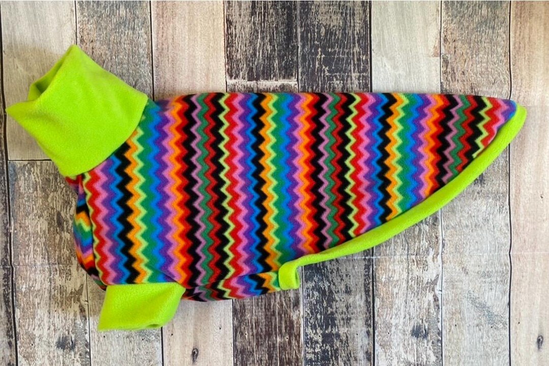 Lime / Zigzag Greyhound & Whippet Pajamas, Bright Stripe Made to ...