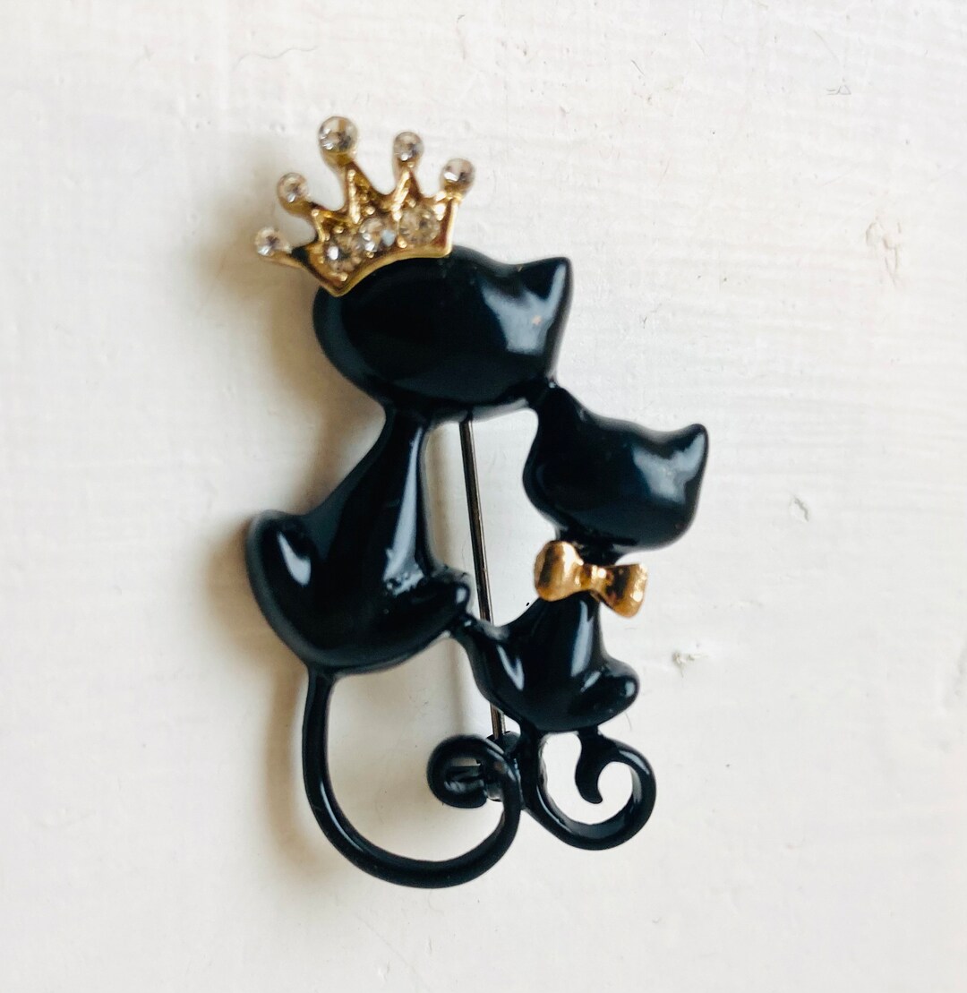 Cat, Cat Brooch, Vintage Cat Brooch, Black Cat Brooch, Brooch Pin Clip ...