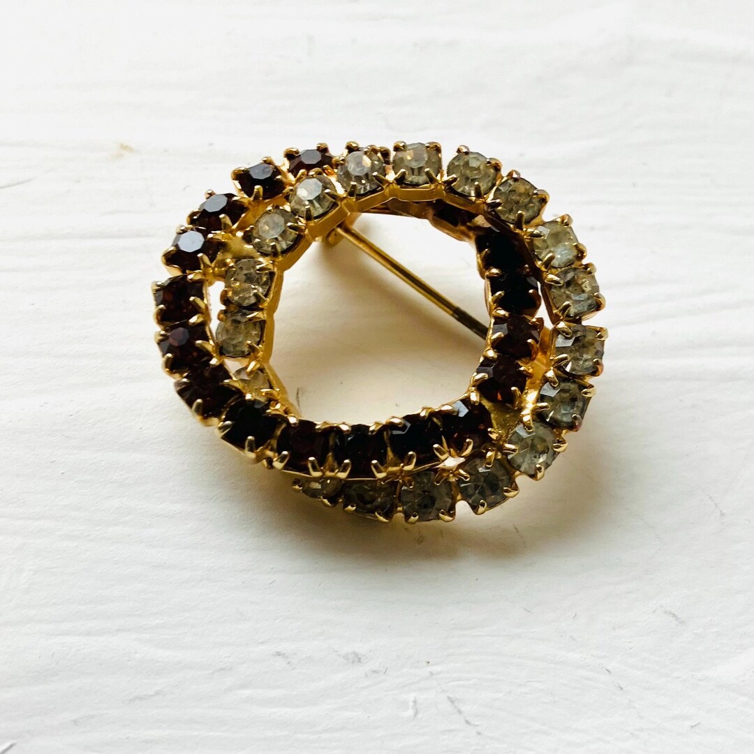 Vintage Interlocking Rings Brooch: Amethyst Cubic Zirconia - Etsy