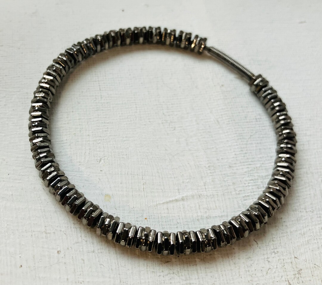 Vintage Pewter Bangle Bracelet: Chic Silver Style, 7cm - Etsy