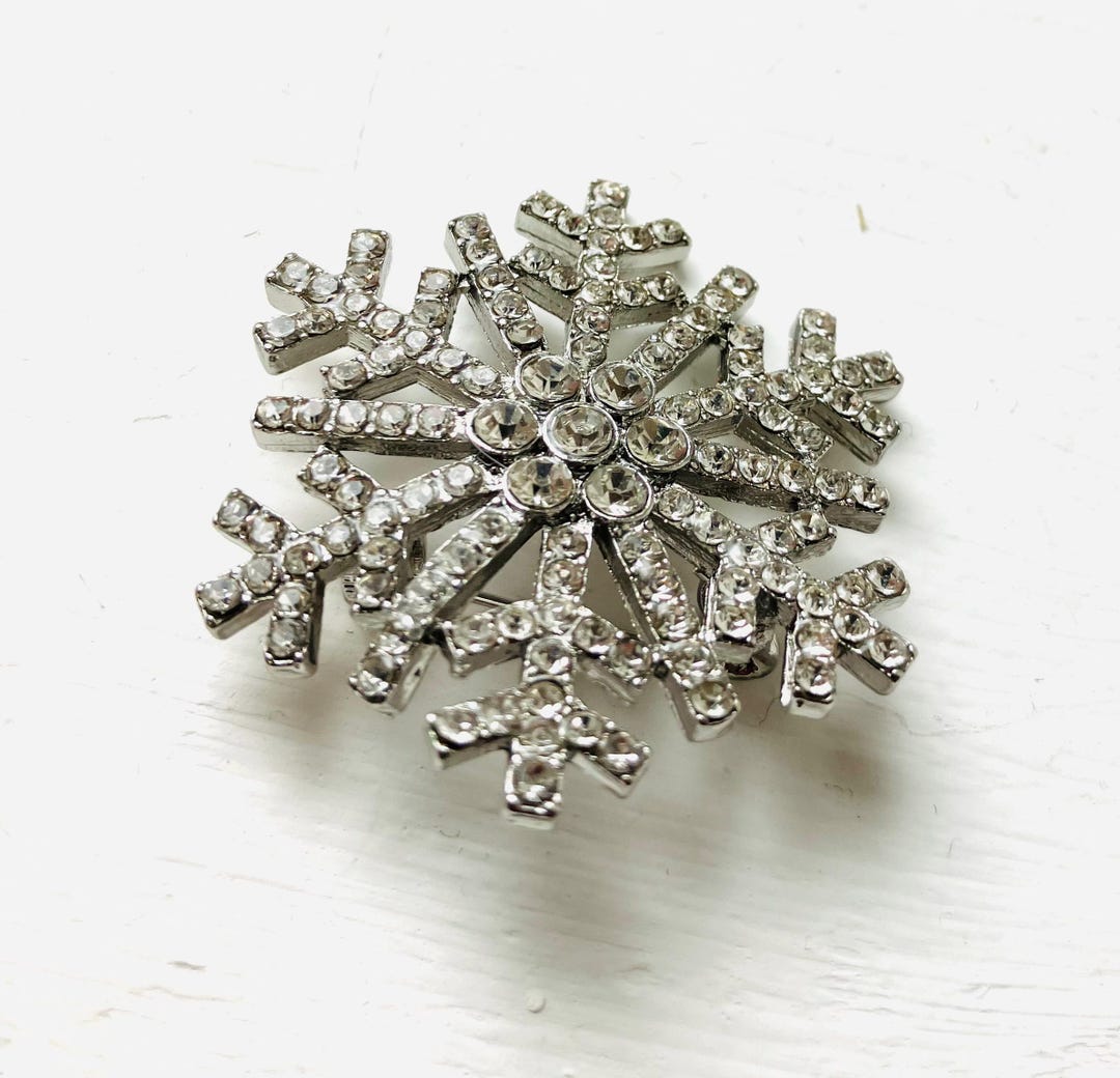 Snowflake Rhinestone Brooch, Brooches, Crystal Icicle Brooch, Winter ...