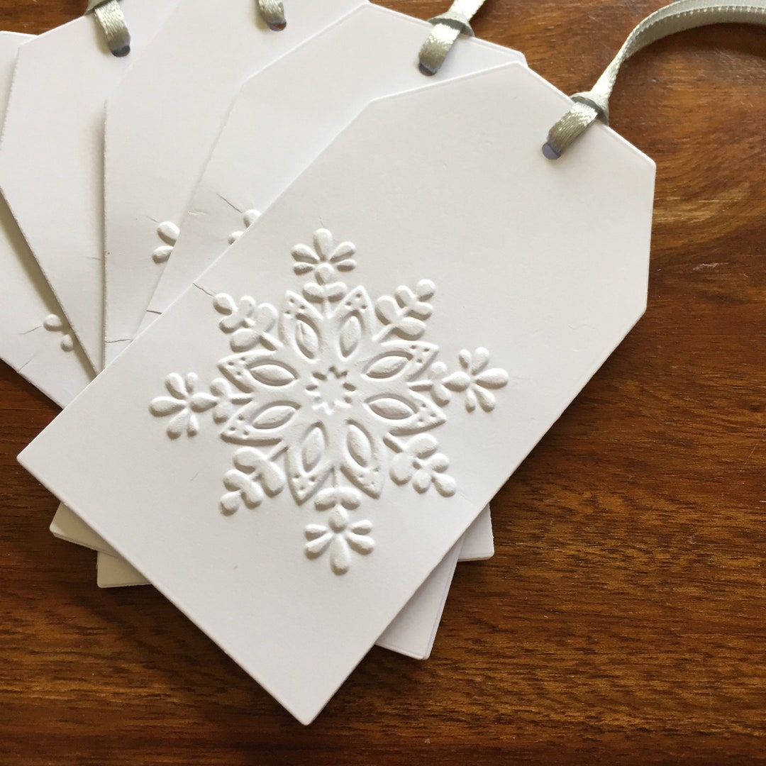 Pack of 5 Embossed Christmas/holiday Gift Tags. Oblong Tags With Folk ...