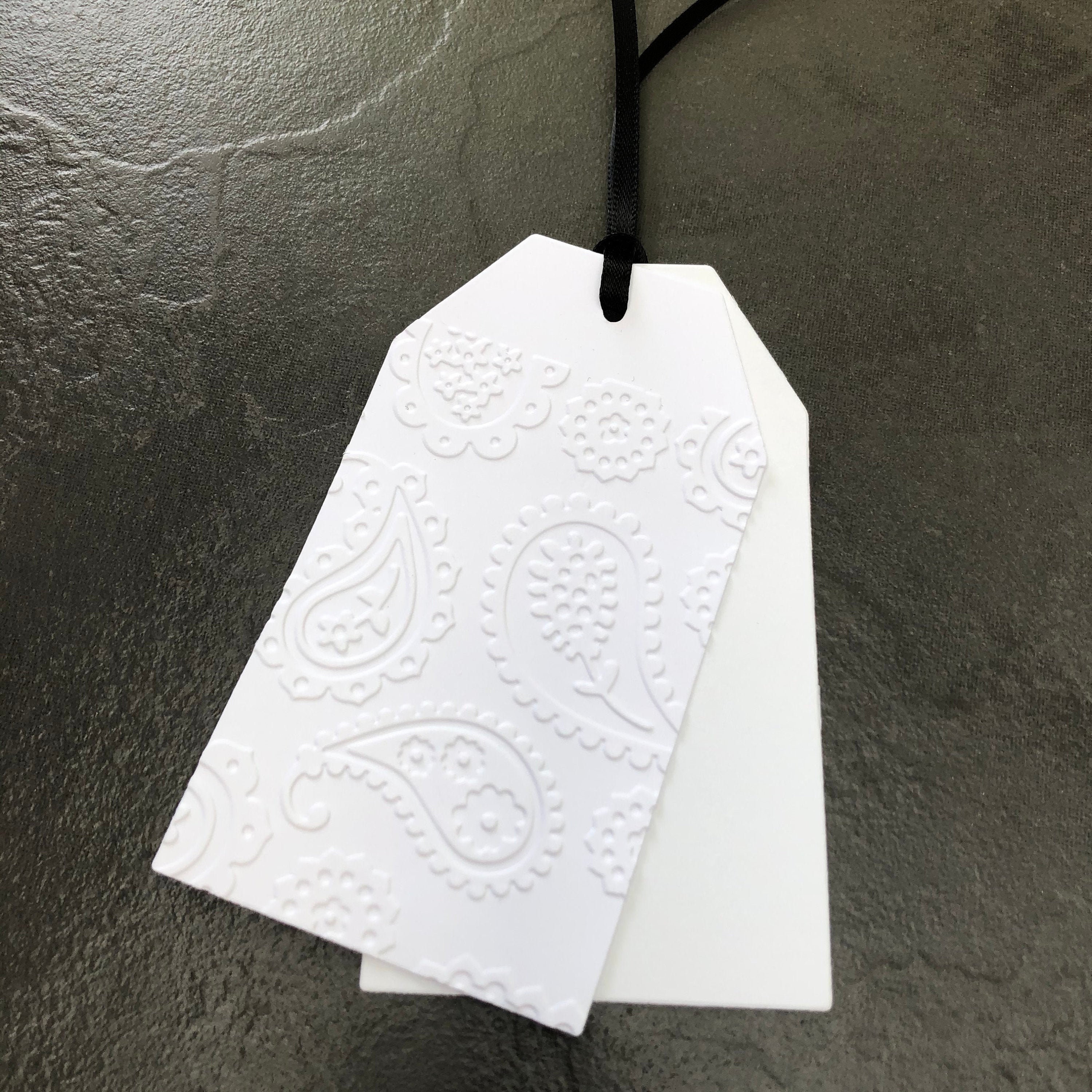 Pack of 5 Embossed Gift Tags. Oblong Tags With Paisley - Etsy