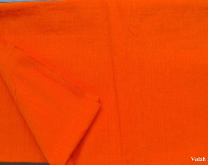 Vermillion Orange Homespun Fabric Handloom Cotton Fabric by - Etsy