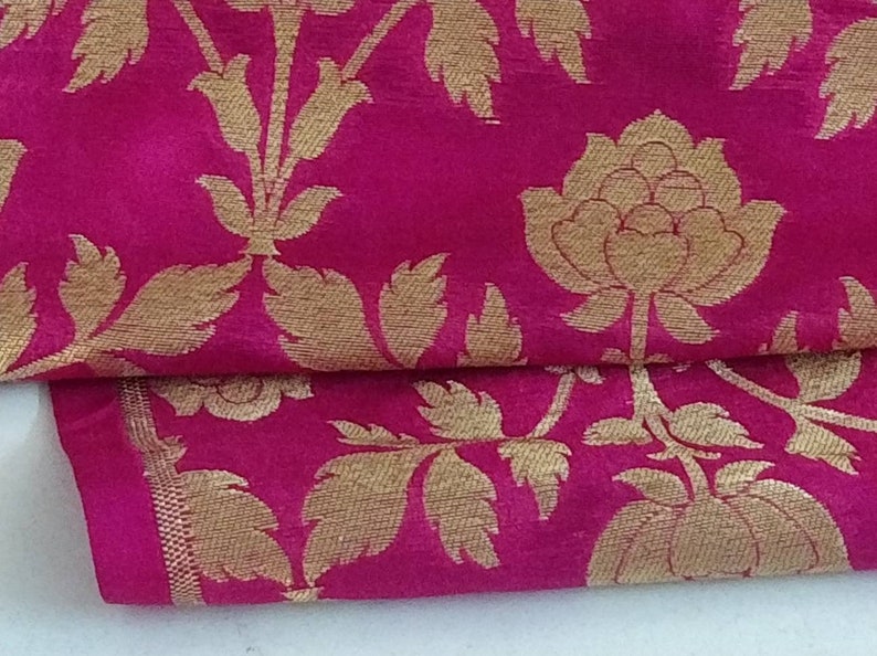 Hot Pink Floral Fabric / Indian Fabric Panel / Dress Sewing Fabric Sold ...