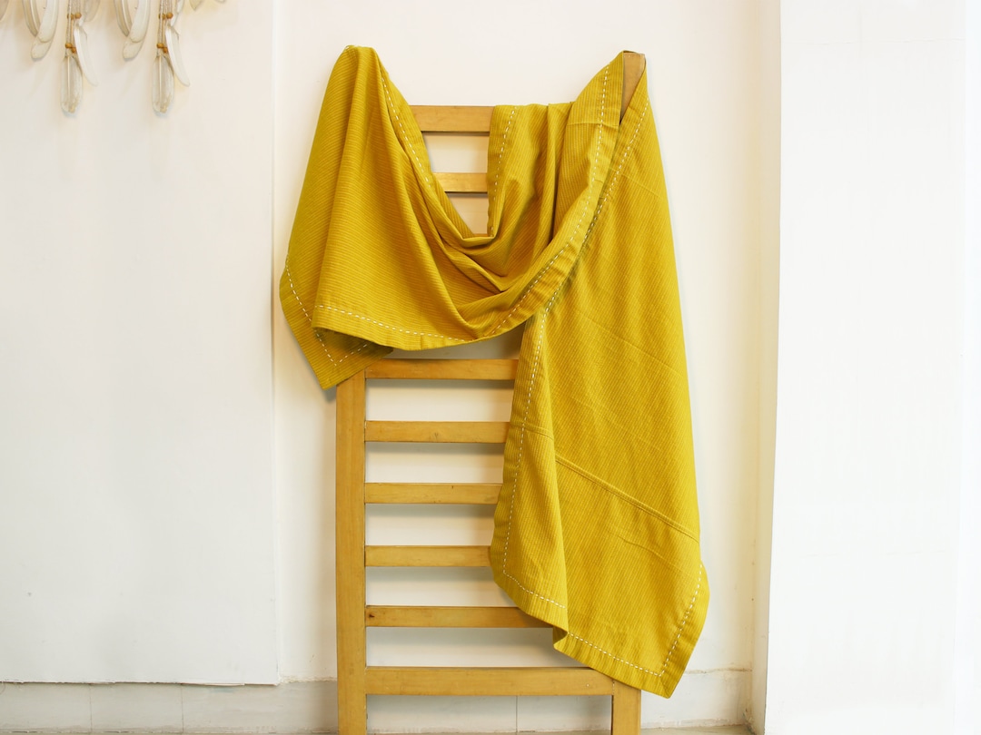 Handmade Yellow Stole With Hand Embroidery - Etsy