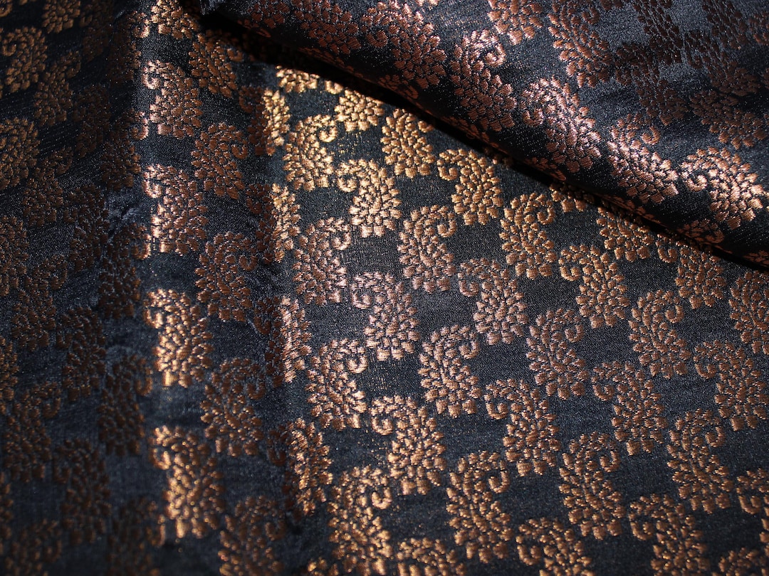 Black Paisley Silk Handloom Jacquard Fabric by the Yard - Etsy