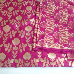 Hot Pink Floral Fabric / Indian Fabric Panel / Dress Sewing Fabric Sold ...