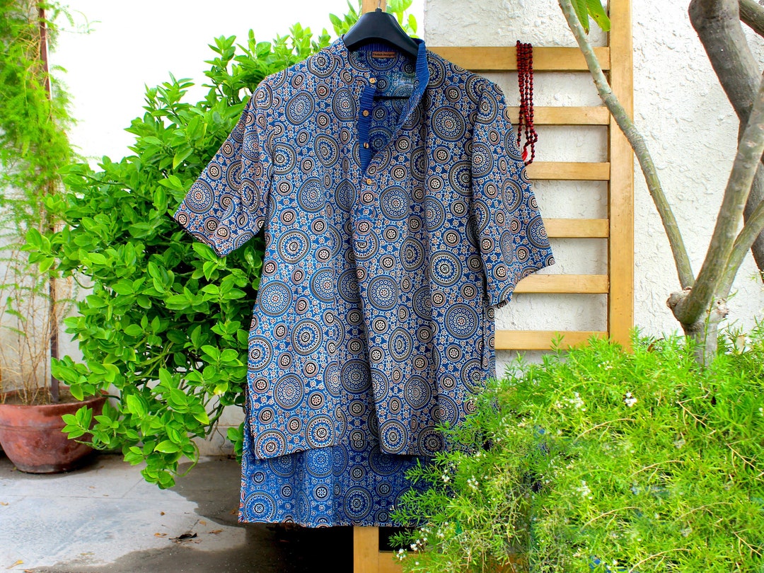 Ajrak Block Print Top Boho Hippie Shirt for Men - Etsy
