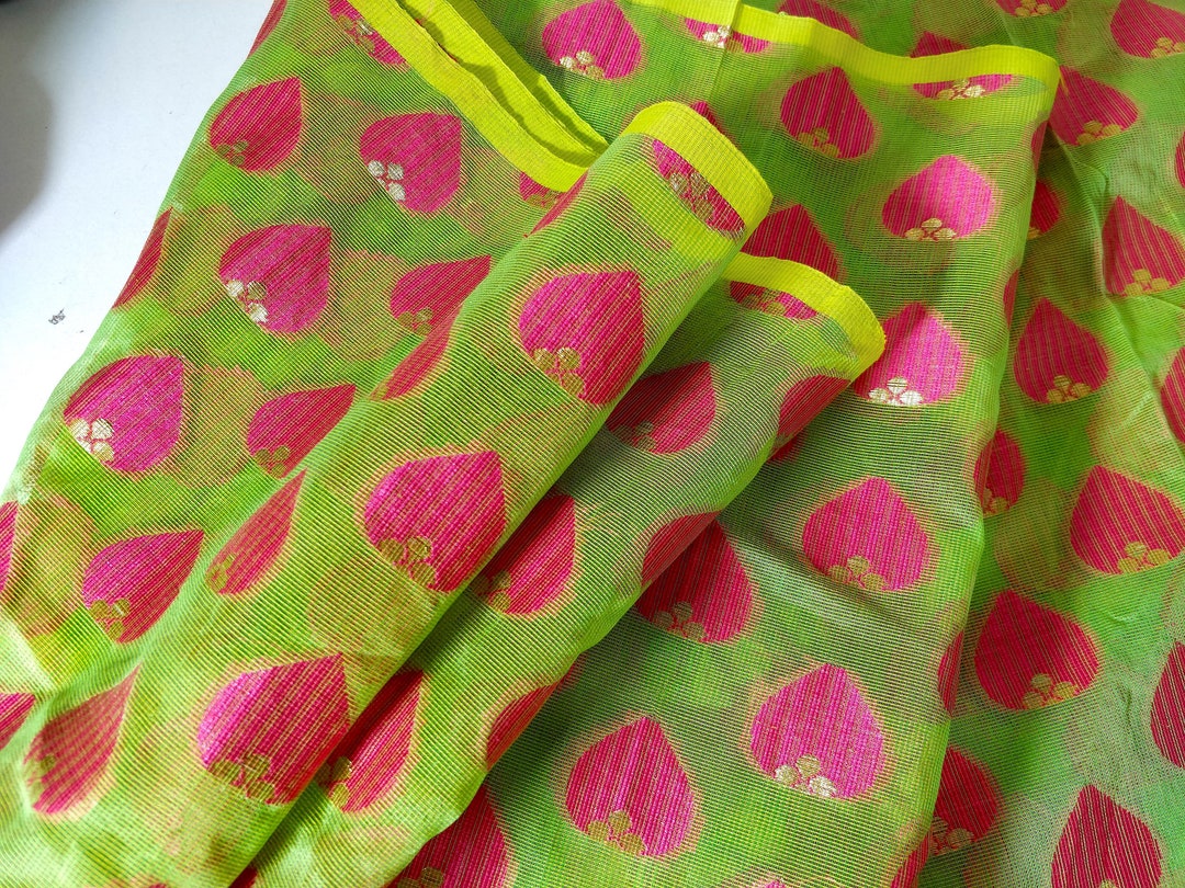 Green Silk Net Jacquard Fabric Sold by Yard - Etsy