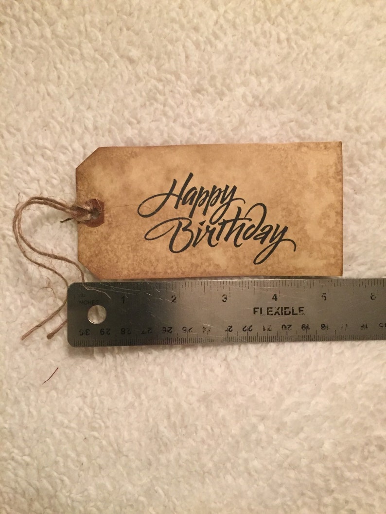 Set of 12 Primitive Happy Birthday Hang Tags | Etsy