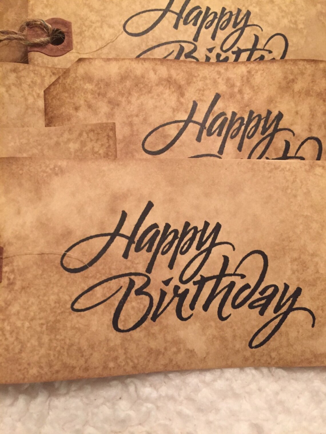 Set of 12 Primitive happy Birthday hang Tags | Etsy