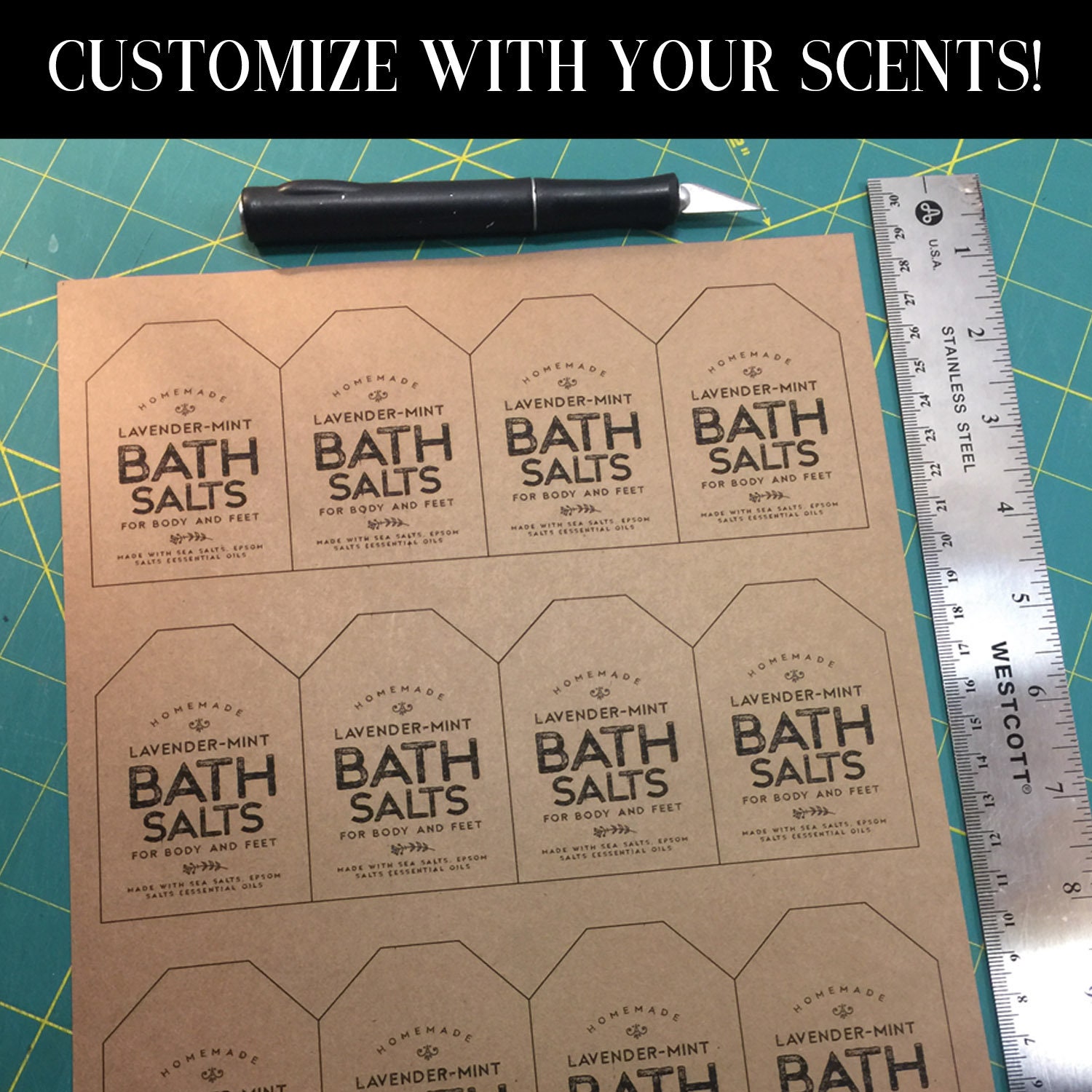 Editable Bath Salts Labels in 2 Colors - 12 per Page, Just Enter Your ...