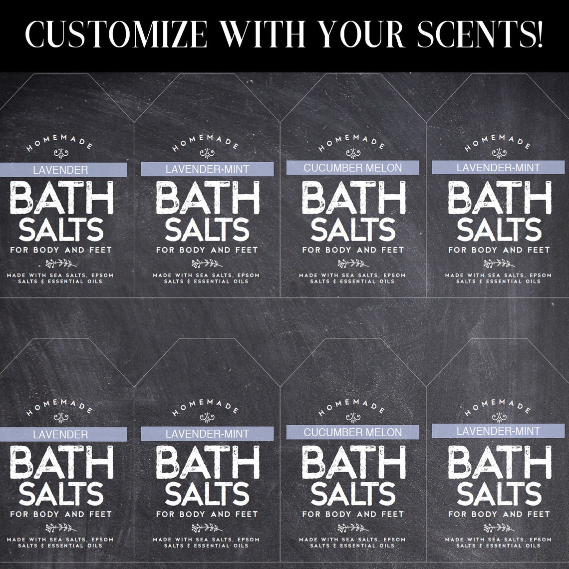 Editable Bath Salts Labels in 2 Colors - 12 per Page, Just Enter Your ...