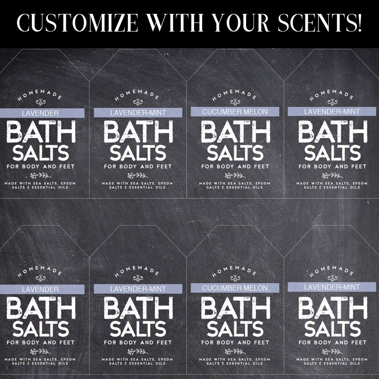 Editable Bath Salts Labels in 2 Colors - 12 per Page, Just Enter Your ...
