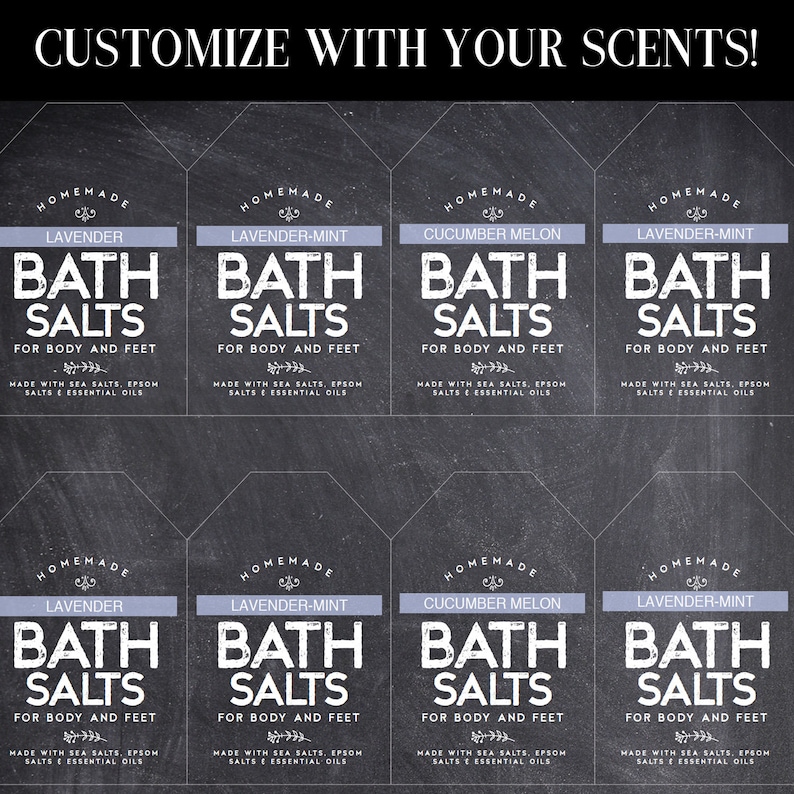 Editable Bath Salts Labels in 2 Colors - 12 per Page, Just Enter Your ...