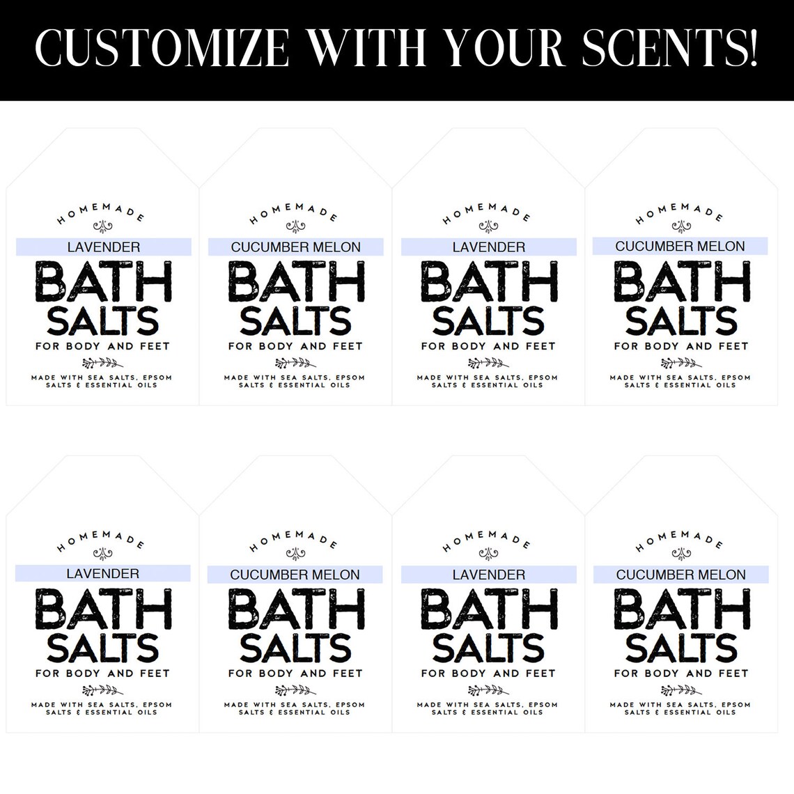 Editable Bath Salts Labels in 2 Colors - 12 per Page, Just Enter Your ...