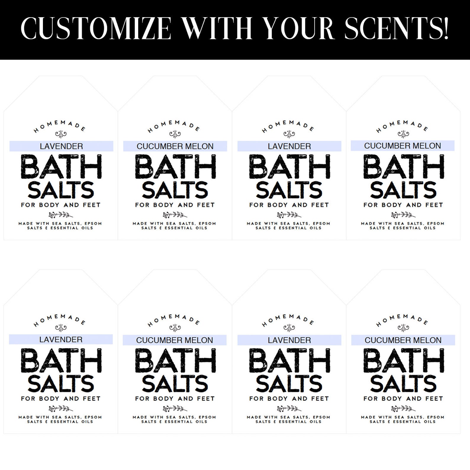 Editable Bath Salts Labels in 2 Colors - 12 per Page, Just Enter Your ...