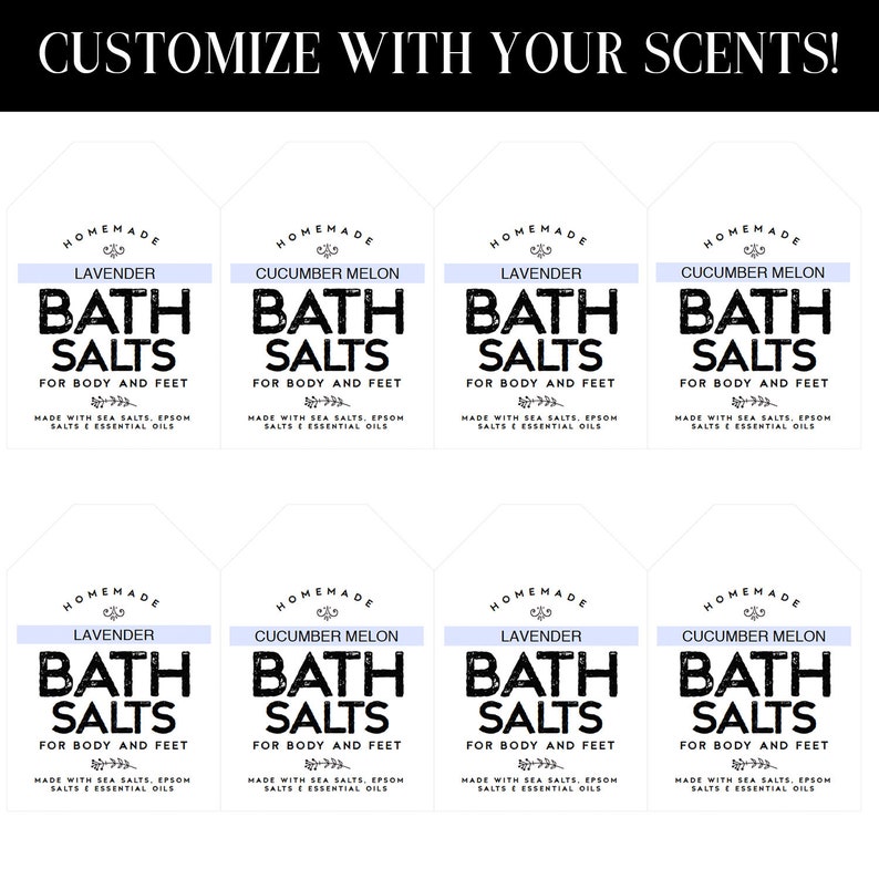 Editable Bath Salts Labels in 2 Colors - 12 per Page, Just Enter Your ...