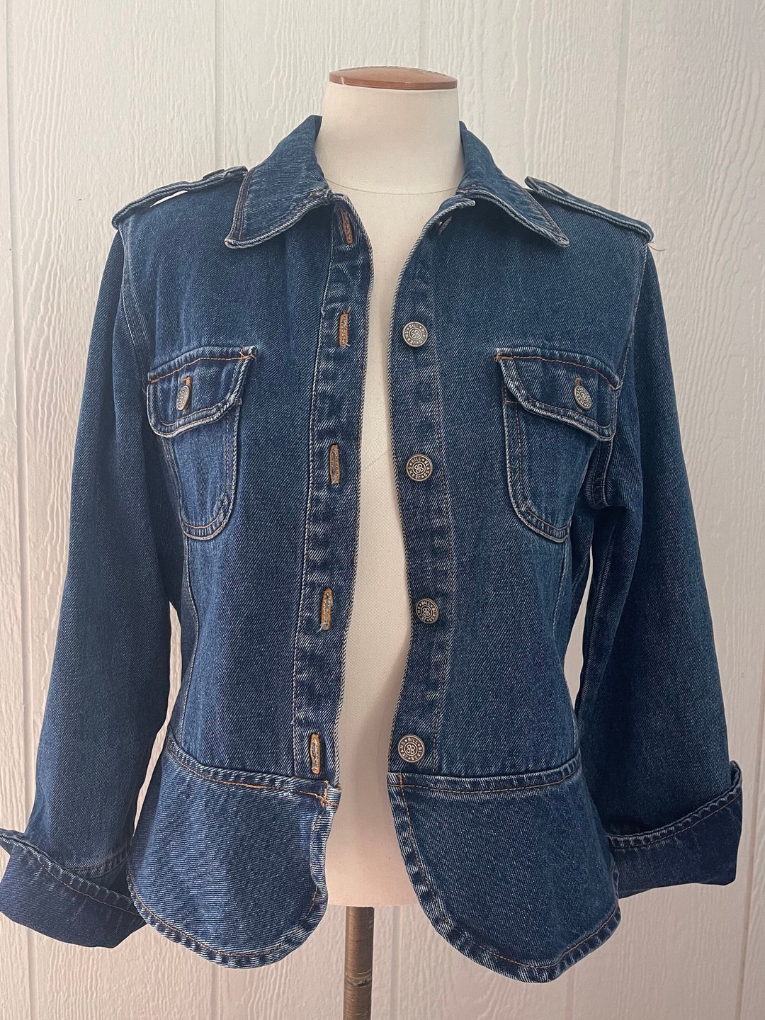 90s Jean Jacket, Billblass Fitted Jacket, Blue Jean Fall Clothing for ...