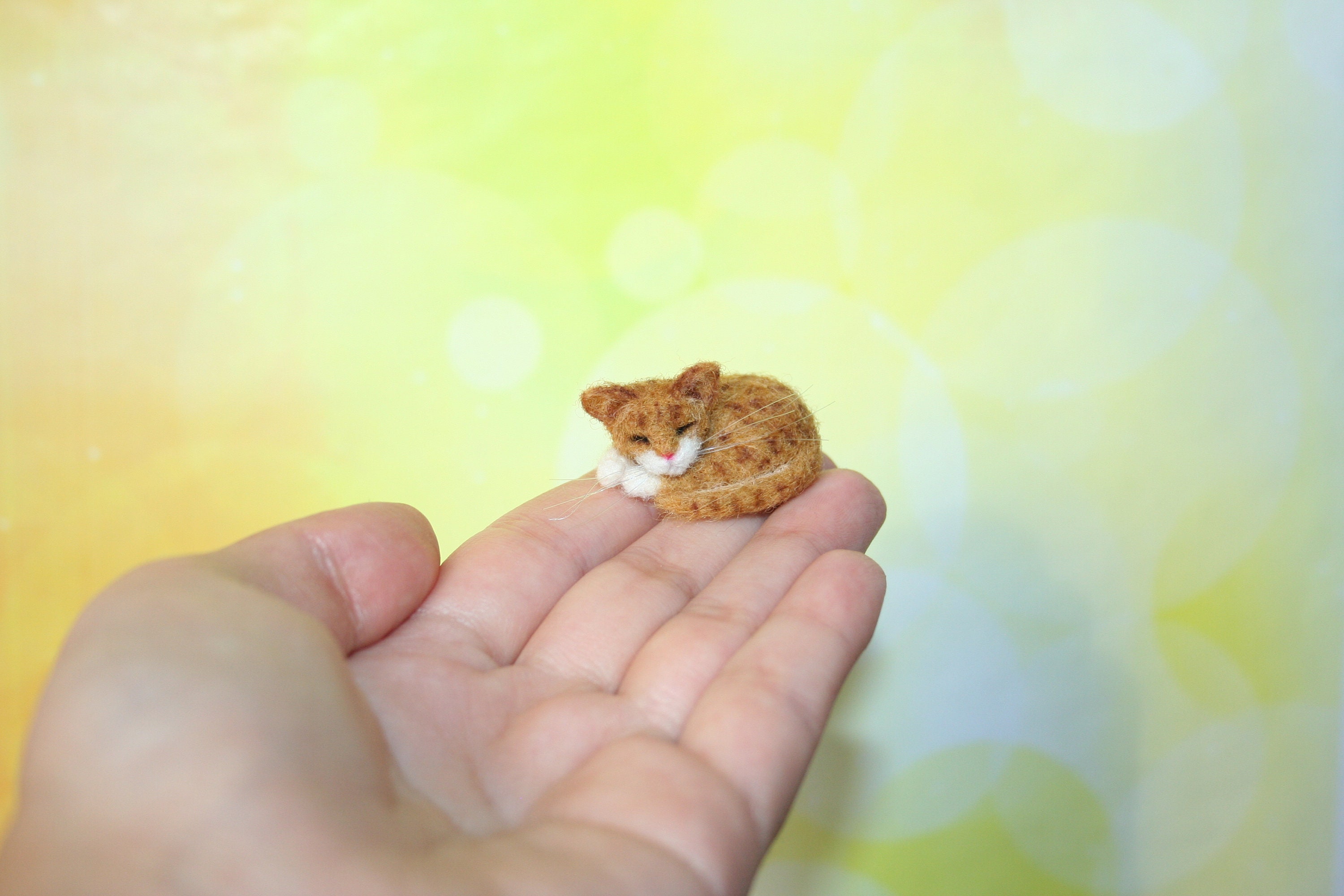Miniature Sleeping Cat.needle Felted Cat.dollhouse Cat.ginger Tabby ...