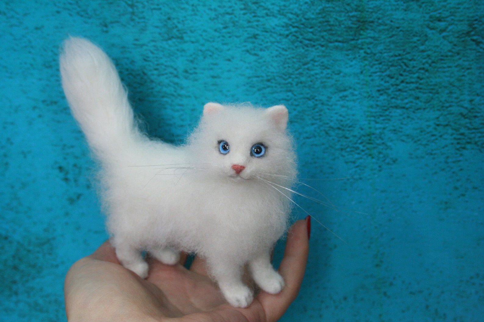 White Fluffy Cat. Needle Felted Cat. White Cat. Fluffy Kitten. | Etsy