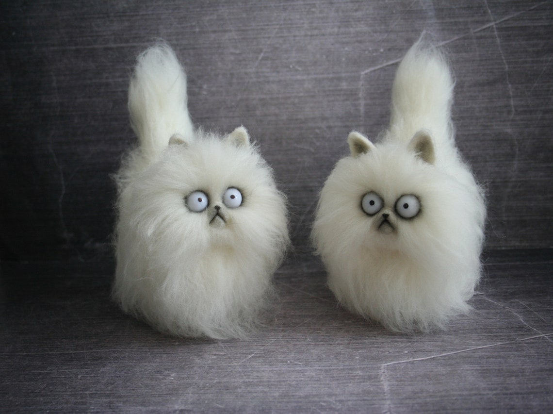 Frankenweenie Cat Mr. Whiskers. Needle Felted Cat. White Cat. | Etsy